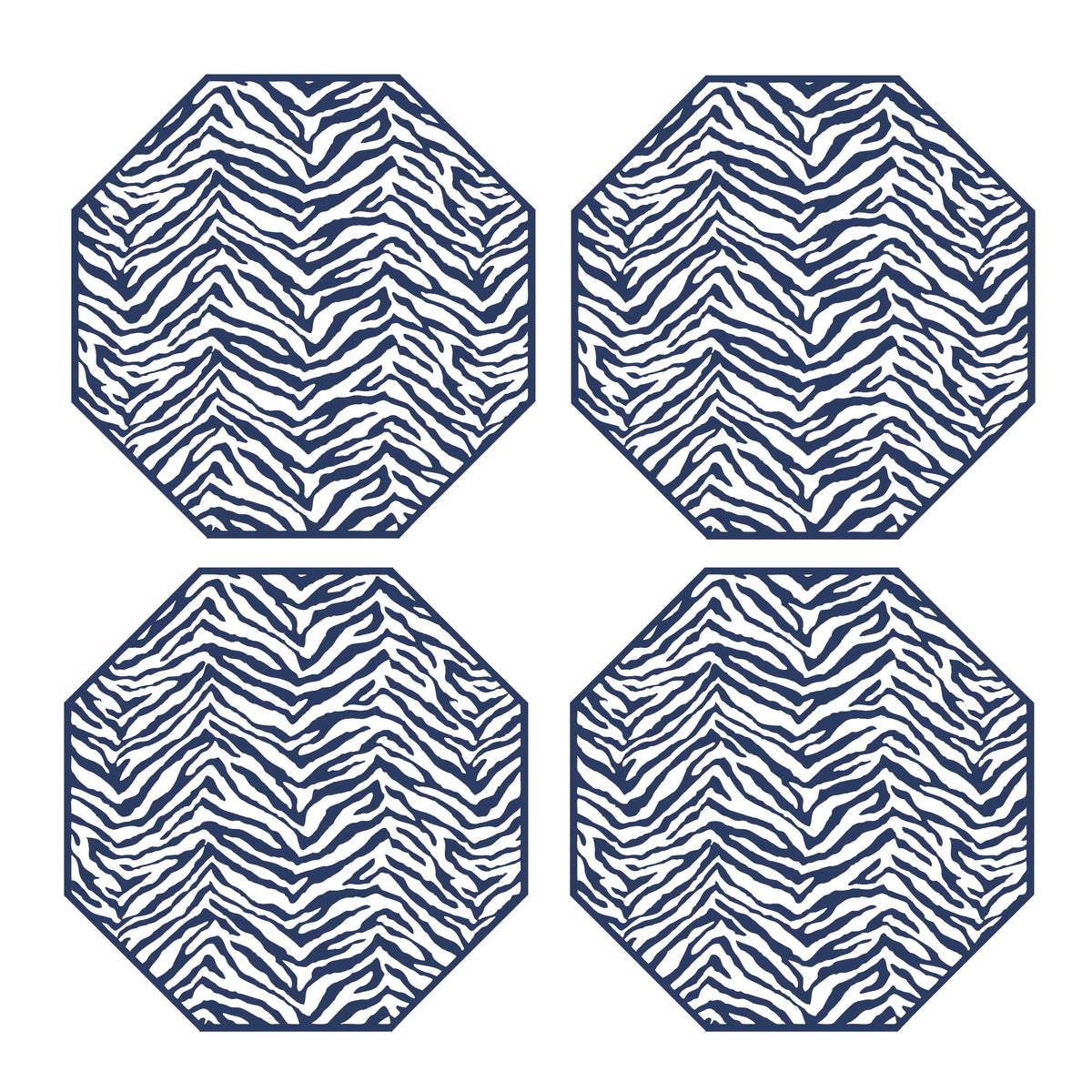 Zebra Navy Coaster, Set of 4 – Farm Basket LLC